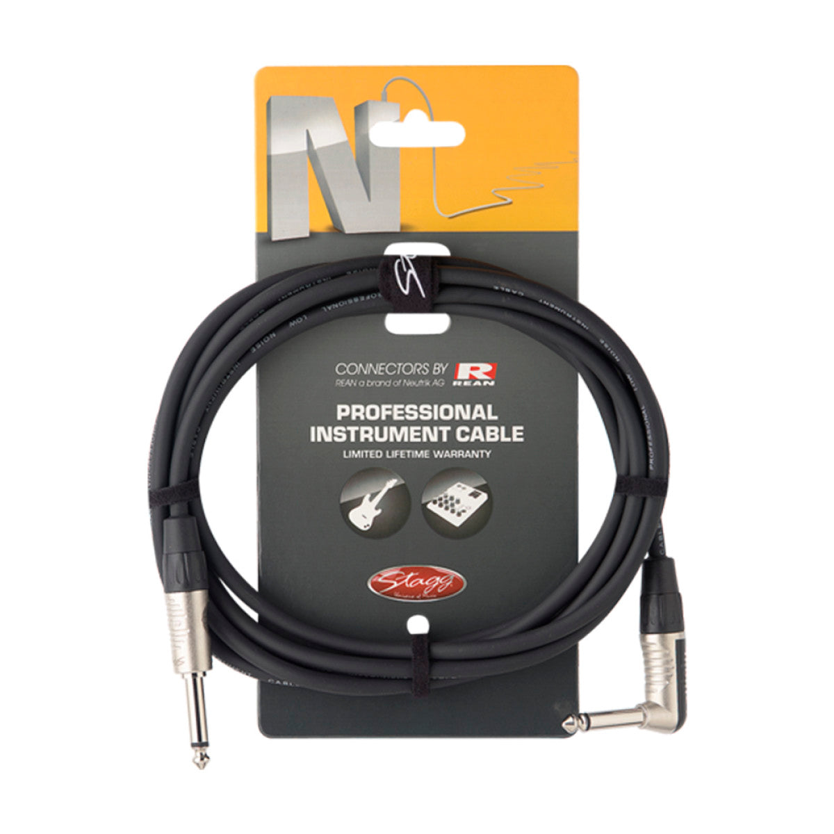 Stagg NGC3PLR Professional Right Angle Instrument Cable 3m / 10ft ...